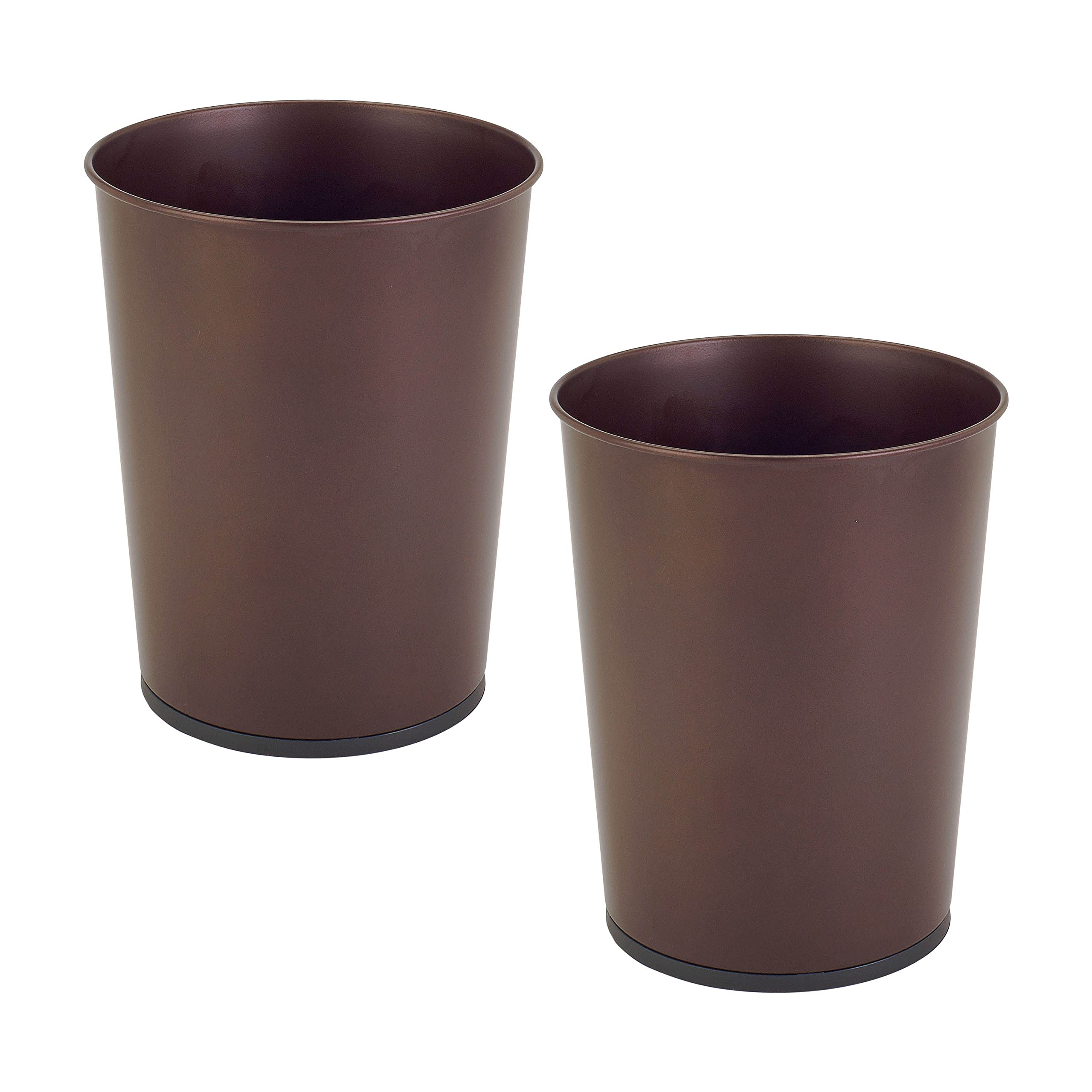 Bath Bliss 5 Liter Small Wastebasket | 2 Pack | Round Open Top | Trash Can | Bathroom | Bedroom | Kitchen | Office | Dorm | Disposal Waste Bin | Garbage | Oil Rubbed Bronze