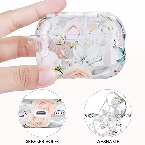 CAGOS for Airpods Pro 2 Case 2022, Clear Cute Floral Airpods Pro 2nd Generation Case Cover with Anti-Lost Lanyard Strap and Keychain for Women Girls Teens, Peonies