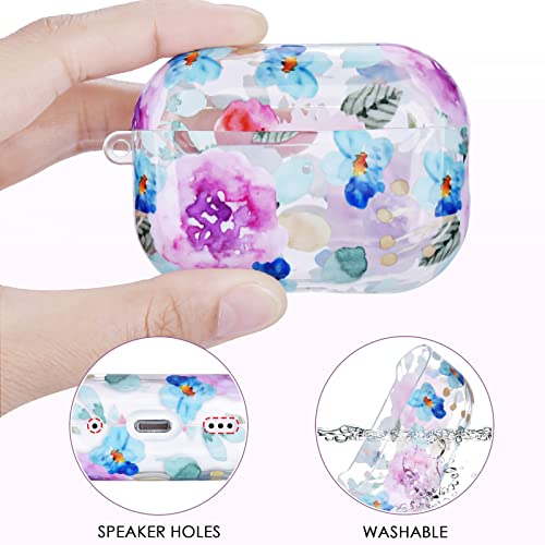 CAGOS for Airpods Pro 2 Case 2022, Clear Cute Floral Airpods Pro 2nd Generation Case Cover with Anti-Lost Lanyard Strap and Keychain for Women Girls Teens, Roses