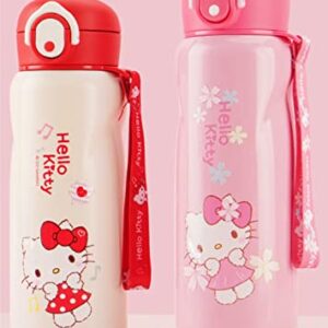 Everyday Delights Hello Kitty Stainless Steel Insulated Water Bottle with Strap White 480ml