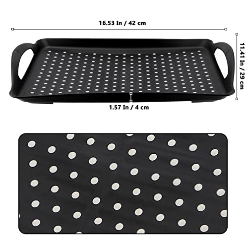 MUKLEI 4 Pcs Rectangle Anti-Slip Food Serving Tray with Handles, Plastic Food Serving Tray Drink Tray for Appetizer, Fruit, Dessert, Party, Breakfast