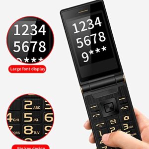 PUSOKEI 2G Unlocked Classic Flip Phone for Seniors, 2.8in HD Screen Clamshell Mobile Phone Dual SIM Flip Cell Phone 5900mAh Long Standby Loud Rugged Vintage Flip Phone with Flashlight, Radio(Gold)