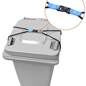 QWORK Trash Can Lock, 2 Pack Closed Garbage Lid Lock, for 30 - 50 Gallon Outdoor Trash Can, Bungee Cord Heavy Duty Animal Proof Trash Lid Lock for Dogs, Bears, Raccoons, Opossums