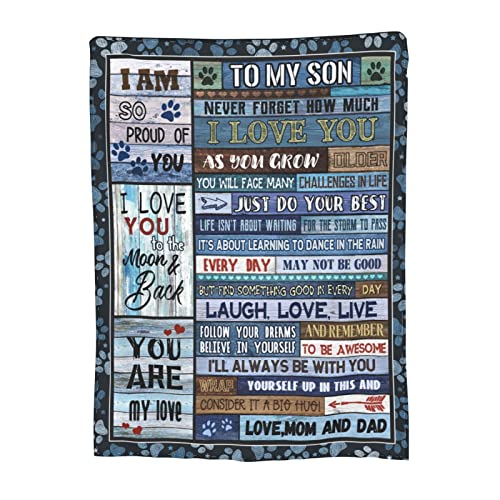 to My Son Blanket from Mom Ultra Soft Flannel Throw Blankets for Christmas Birthday Gifts 60"x50" Son Blanket