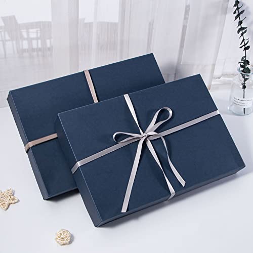 Shirt Boxes for Wrapping Gifts Navy Blue Gift Box with Lids, NIGNYA 6 Pack 14.2”x9.5”x1.96” Sturdy Cardboard Paper Wrapping Boxes Medium Shirt Boxes for Sweaters,Presents, Clothes, Shirt, Christmas Present, Womens Mens Gift, Father, Mother, Birthday