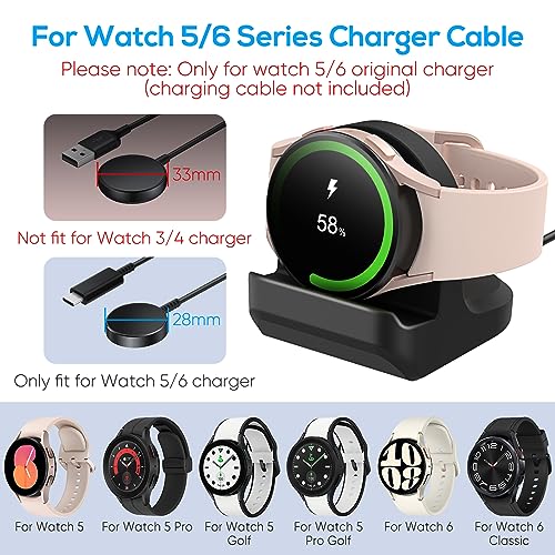 Stand for Samsung Galaxy Watch 6/Watch 6 Classic/Watch 5 40,44mm/Watch 5 Pro 45mm/Watch 5 (Pro) Golf Edition 40,44,45mm,Non-Slip Silicone Charging Dock,Charger Base Holder with Cable Management Slot