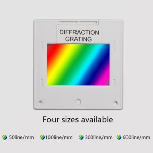 Diffraction Grating Optical Grate Teaching Demonstration Transmission Grating Spectrophotometer Holographic Imaging 50x50mm (Color : 50 Lines 1mm, Diameter : 50x50mm)