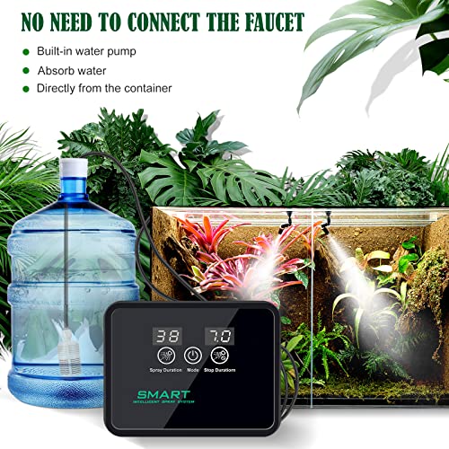 Alltope Reptile Humidifier with Timer, Reptile Mister Automatic Misting System with 360°Adjustable Misting Nozzles, Reptile Fogger with Touch Screen for Reptile Terrariums Rainforest Plants