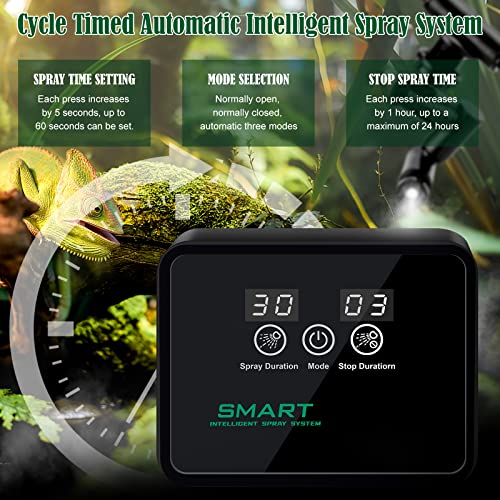 Alltope Reptile Humidifier with Timer, Reptile Mister Automatic Misting System with 360°Adjustable Misting Nozzles, Reptile Fogger with Touch Screen for Reptile Terrariums Rainforest Plants