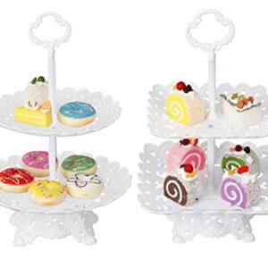 2 Tier Plastic Cupcake Stand, 2 Tier Serving Tray, Dessert Stands, Tea Party Supplies, Party Table Decoration, Dessert Display Stands, Cookie Trays for Parties, 2 Pack