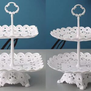 2 Tier Plastic Cupcake Stand, 2 Tier Serving Tray, Dessert Stands, Tea Party Supplies, Party Table Decoration, Dessert Display Stands, Cookie Trays for Parties, 2 Pack