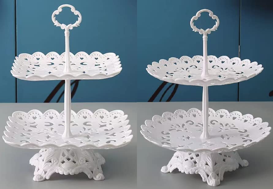 2 Tier Plastic Cupcake Stand, 2 Tier Serving Tray, Dessert Stands, Tea Party Supplies, Party Table Decoration, Dessert Display Stands, Cookie Trays for Parties, 2 Pack