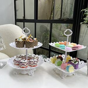 2 Tier Plastic Cupcake Stand, 2 Tier Serving Tray, Dessert Stands, Tea Party Supplies, Party Table Decoration, Dessert Display Stands, Cookie Trays for Parties, 2 Pack