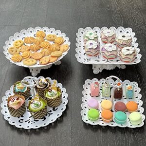 2 Tier Plastic Cupcake Stand, 2 Tier Serving Tray, Dessert Stands, Tea Party Supplies, Party Table Decoration, Dessert Display Stands, Cookie Trays for Parties, 2 Pack