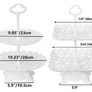 2 Tier Plastic Cupcake Stand, 2 Tier Serving Tray, Dessert Stands, Tea Party Supplies, Party Table Decoration, Dessert Display Stands, Cookie Trays for Parties, 2 Pack