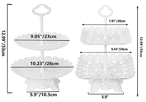 2 Tier Plastic Cupcake Stand, 2 Tier Serving Tray, Dessert Stands, Tea Party Supplies, Party Table Decoration, Dessert Display Stands, Cookie Trays for Parties, 2 Pack