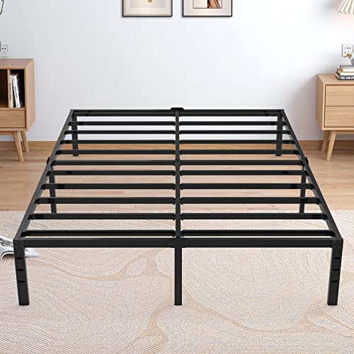 LIJQCI 16 Inch Queen Bed Frame, Metal Platform Bed Frames 3000 lbs Heavy Duty Steel Slat Support Easy Assembly Mattress Foundation Noise Free No Box Spring Needed, Black