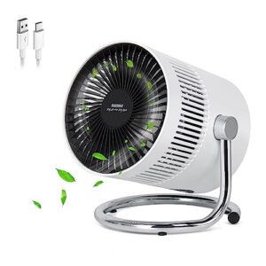 sismel small desk fan, quiet bedside rechargeable fan with 3 speeds, 360° adjustment portable table fan, 5 inches personal mini fan for bedroom home office outdoor travel (white)