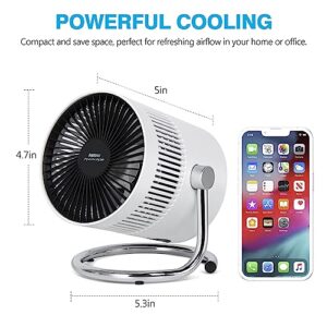 SISMEL Small Desk Fan, Quiet Bedside Rechargeable Fan with 3 Speeds, 360° Adjustment Portable Table Fan, 5 Inches Personal Mini Fan for Bedroom Home Office Outdoor Travel (White)