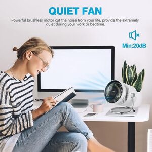 SISMEL Small Desk Fan, Quiet Bedside Rechargeable Fan with 3 Speeds, 360° Adjustment Portable Table Fan, 5 Inches Personal Mini Fan for Bedroom Home Office Outdoor Travel (White)