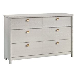 sauder dover edge 6-drawer engineered wood dresser in glacier oak finish