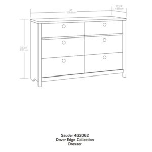 Sauder Dover Edge 6-Drawer Engineered Wood Dresser in Glacier Oak Finish