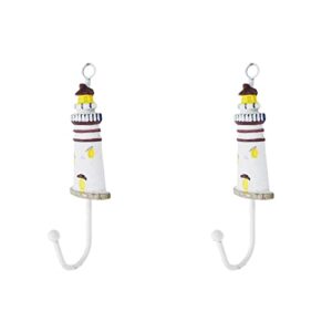 faotup 2pcs 6.69inch leigth wood lighthouse wall hooks,lighthouse hooks for wall,lighthouse coat hooks,nautical theme hooks