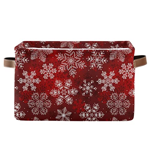 Storage Basket Cute Snowflakes Red Storage Basket for Shelves Storage Cubes Storage Bins for Organizing Closet Shelf, Collapsible Fabric Nursery Storage Bin