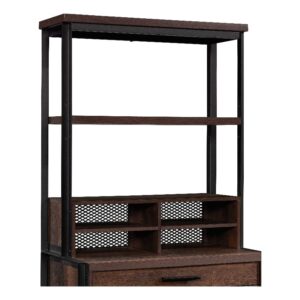 sauder briarbrook engineered wood and metal utility hutch in barrel oak