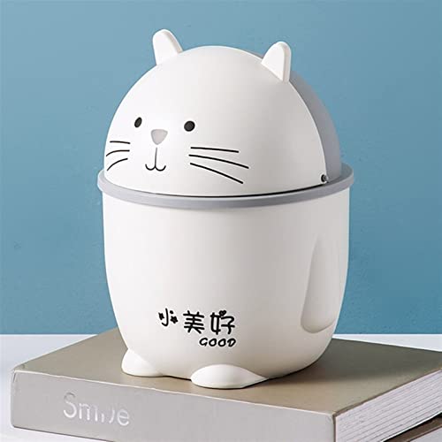 Cartoon Cat Table Plastic Trash Can Desktop Waste Box Bin Garbage Basket Home Office Supplies Dustbins Sundries Barrel Box for Home (Color : Green)