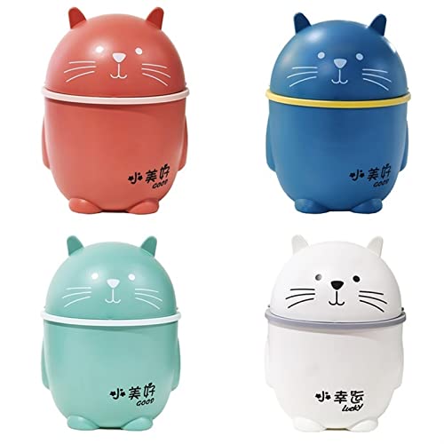 Cartoon Cat Table Plastic Trash Can Desktop Waste Box Bin Garbage Basket Home Office Supplies Dustbins Sundries Barrel Box for Home (Color : Green)