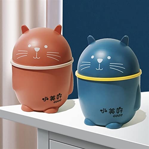 Cartoon Cat Table Plastic Trash Can Desktop Waste Box Bin Garbage Basket Home Office Supplies Dustbins Sundries Barrel Box for Home (Color : Green)