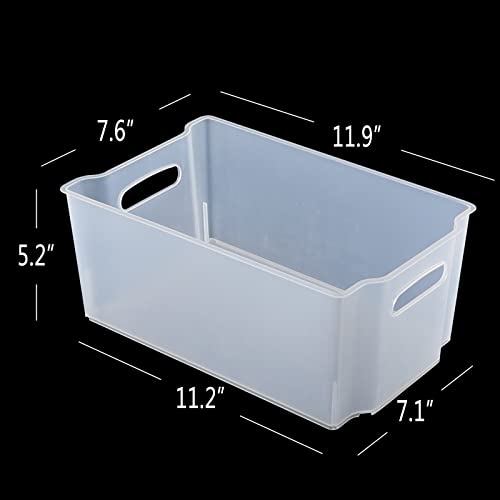 Jekiyo 4 Pack Stackable Pantry Freezer Bin, Small Plastic Storage Container Bins Box, Clear, F