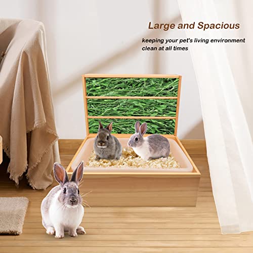 Hay Feeder, Indoor Hay Feeder with Litter Pan, Rabbit Hay Feeder with Plastic Litter Box, Designed for Rabbit Hamster Guinea Pig Small Pet Animals