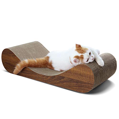 FluffyDream Cat Scratcher Cardboard Lounge Bed, Wood (PTFURNSCRATPADINFMWOODV1)