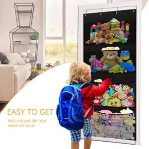 Skycase Over The Door Organizer,4-Pockets Hanging Organizer Bag,Wall Mount Storage Organizer with 4 Metal Hooks,Hanging Storage Organizer for Clothes,Toys,Cosmetics,Kitchen,Black