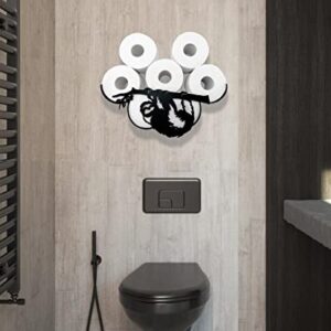 Metal Sloth Wall Toilet Paper Storage,Animal Decorative Metal Paper Holders,Black Toilet Tissue Holder,Cute Toilet Paper Storage for Bathrooms,Wall Toilet Paper Organizer Hold Extra 8 Rolls