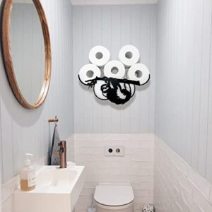 Metal Sloth Wall Toilet Paper Storage,Animal Decorative Metal Paper Holders,Black Toilet Tissue Holder,Cute Toilet Paper Storage for Bathrooms,Wall Toilet Paper Organizer Hold Extra 8 Rolls