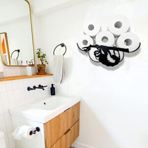 Metal Sloth Wall Toilet Paper Storage,Animal Decorative Metal Paper Holders,Black Toilet Tissue Holder,Cute Toilet Paper Storage for Bathrooms,Wall Toilet Paper Organizer Hold Extra 8 Rolls