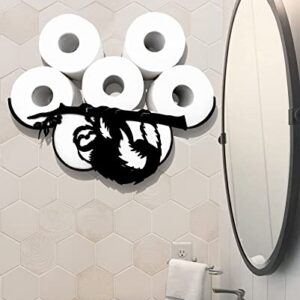 Metal Sloth Wall Toilet Paper Storage,Animal Decorative Metal Paper Holders,Black Toilet Tissue Holder,Cute Toilet Paper Storage for Bathrooms,Wall Toilet Paper Organizer Hold Extra 8 Rolls