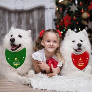 AnyDesign 2 Pack Christmas Dog Bandanas Gold Christmas Tree Bibs Red Green Merry Christmas Dog Scarf Washable Pet Neckerchief for Christmas Winter Dogs Cats Pets Decoration Xmas Party Supplies