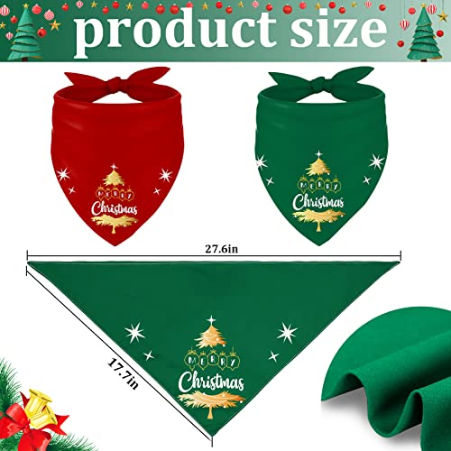 AnyDesign 2 Pack Christmas Dog Bandanas Gold Christmas Tree Bibs Red Green Merry Christmas Dog Scarf Washable Pet Neckerchief for Christmas Winter Dogs Cats Pets Decoration Xmas Party Supplies