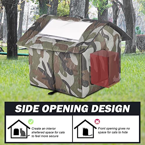 WHDPETS Cat House for Outdoor Cats, Weatherproof Feral Cat House with Mat and Doors, Easy to Put Together, Collapsible Warm Pet Nest Kitty Shelter for Winter, Never Blow Away