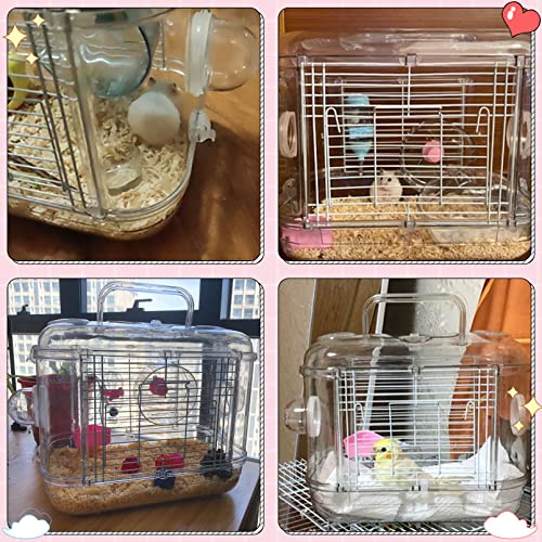 kathson Dwarf Hamster Cages and Habitats Portable Hamsters Travel Cage Transparent Gerbils Cages Small Animal Carry Case with Accessories Food Bowl Water Bottle Running Wheel for Ferret Hedgehog