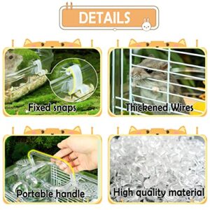 kathson Dwarf Hamster Cages and Habitats Portable Hamsters Travel Cage Transparent Gerbils Cages Small Animal Carry Case with Accessories Food Bowl Water Bottle Running Wheel for Ferret Hedgehog