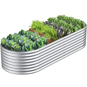 frizione 8x4x2ft galvanized metal raised garden bed for vegetables, outdoor garden raised planter box, backyard patio planter raised beds for flowers, herbs, fruits