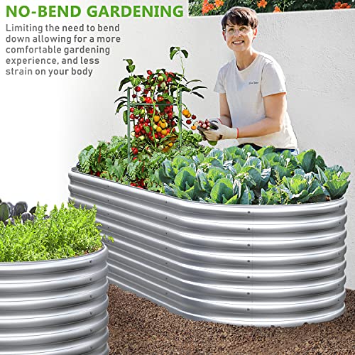 FRIZIONE 8x4x2FT Galvanized Metal Raised Garden Bed for Vegetables, Outdoor Garden Raised Planter Box, Backyard Patio Planter Raised Beds for Flowers, Herbs, Fruits