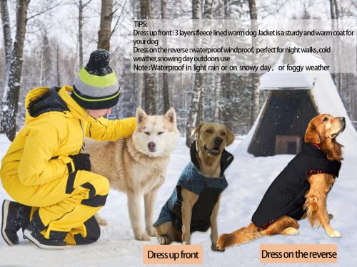 Caslfuca Dog Winter Coat, Winter Dog Extra Warm Coats Dog Fleece Jackets Dog Clothes, Windproof Waterproof Dog Cold Weather Coats for Small Medium Large Dogs and Puppy Apparel