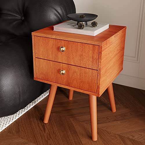 ODIKA Nightstand with Drawer/Bedside Table/End Table/Accent Table/Brown Side Table