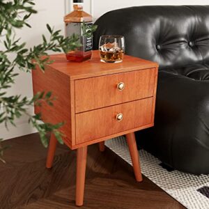 ODIKA Nightstand with Drawer/Bedside Table/End Table/Accent Table/Brown Side Table